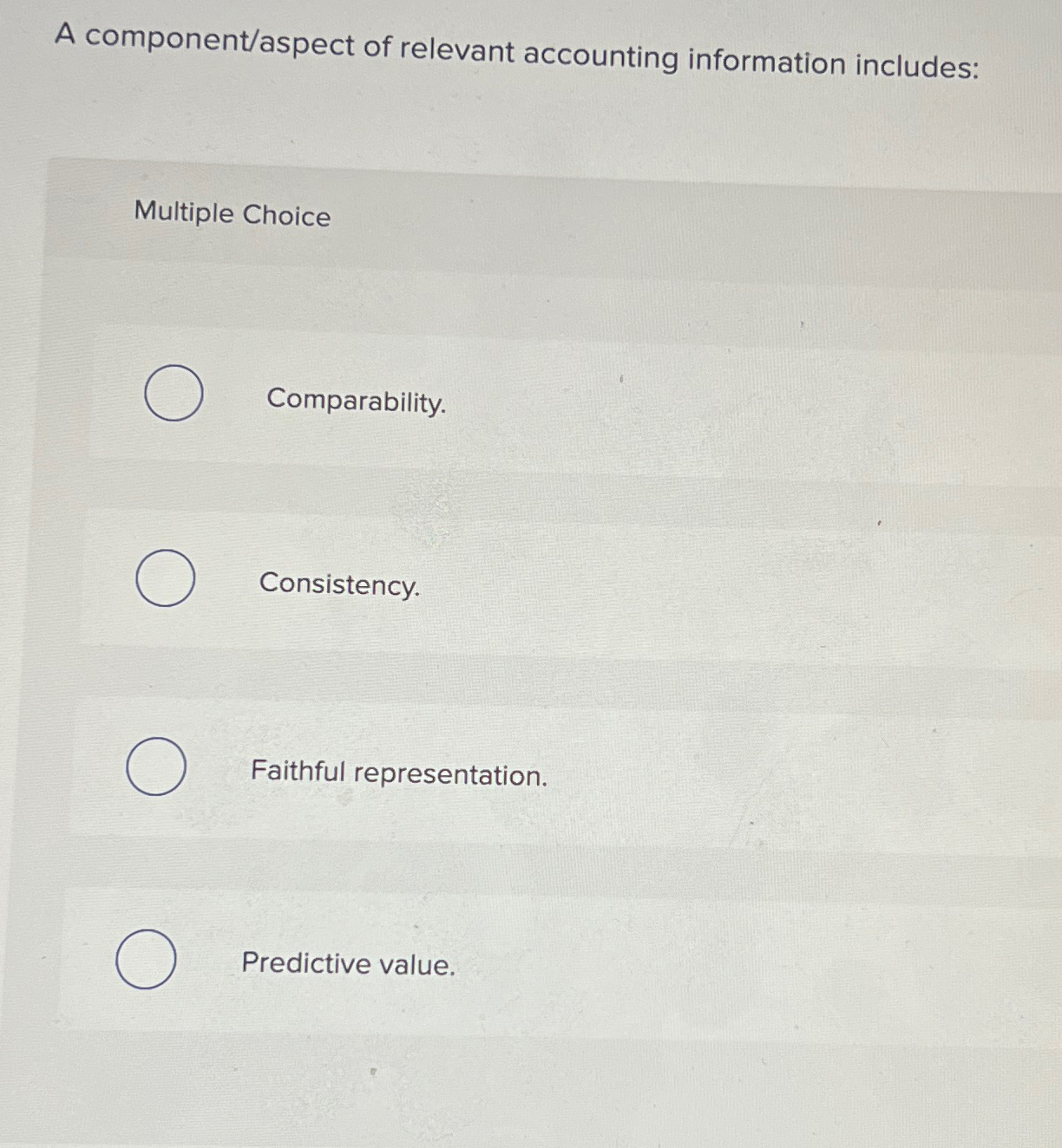 Solved A component/aspect of relevant accounting information | Chegg.com