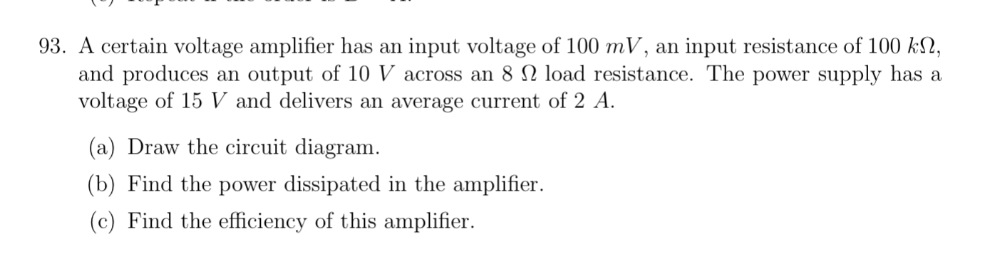 Solved A certain voltage amplifier has an input voltage of | Chegg.com