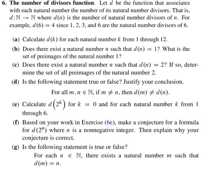 Solved The Number Of Divisors Function Let D Be The