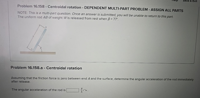 Solved Problem 16.158 - ﻿Centroidal rotation - ﻿DEPENDENT | Chegg.com