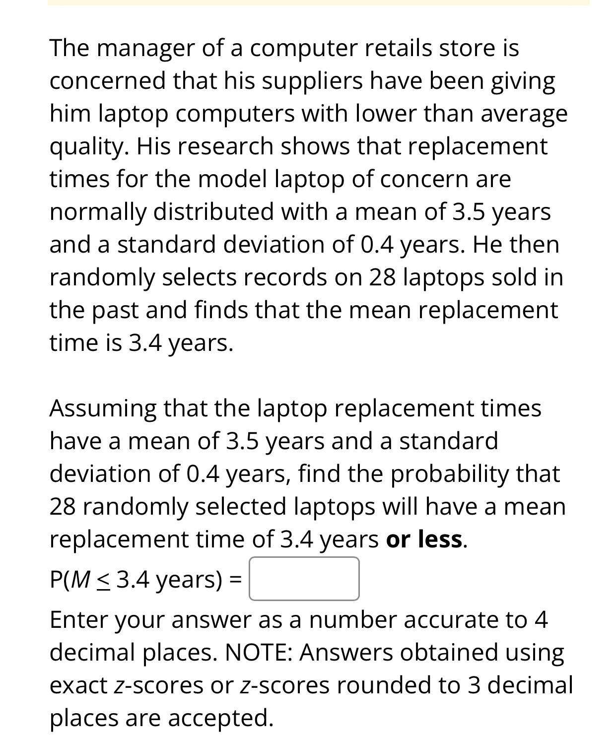 Solved The manager of a computer retails store isconcerned | Chegg.com