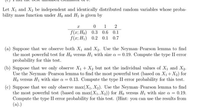 Solved Let X1 and X2 be independent and identically | Chegg.com