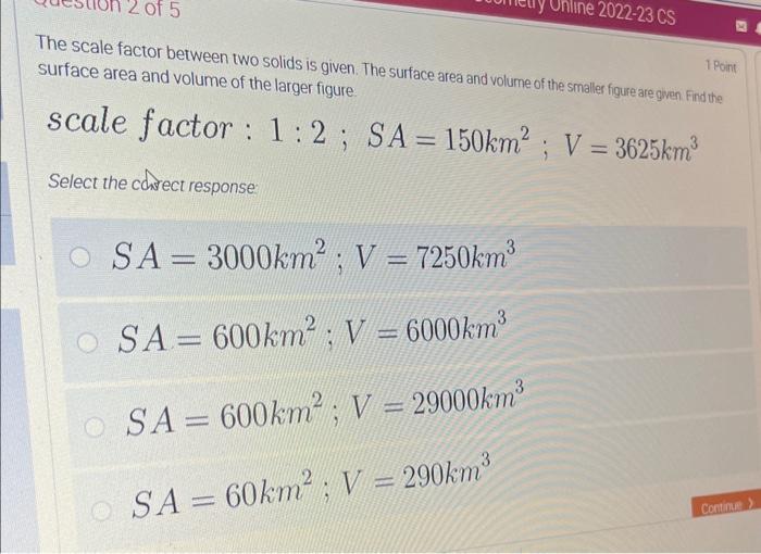 Solved The scale factor between two solids is given. The | Chegg.com