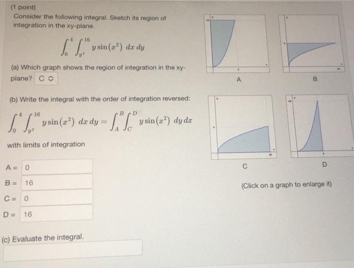 Solved (1 point) Consider the following integral. Sketch its | Chegg.com