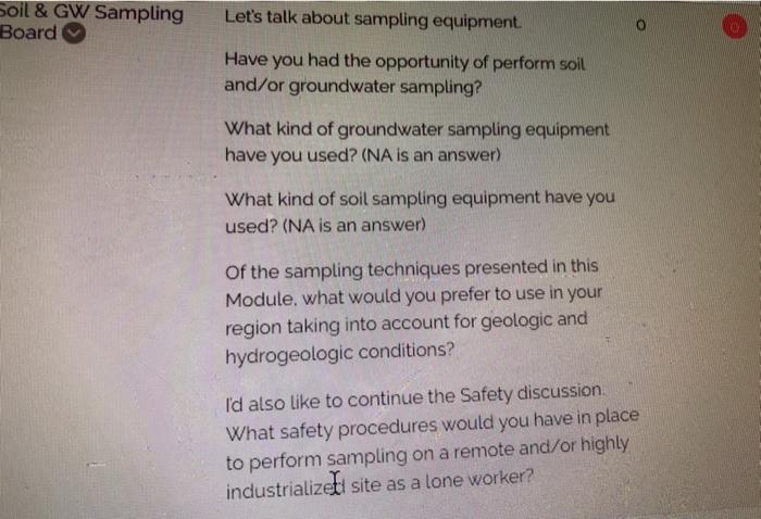 Solved Soil & GW Sampling Board Let's talk about sampling | Chegg.com