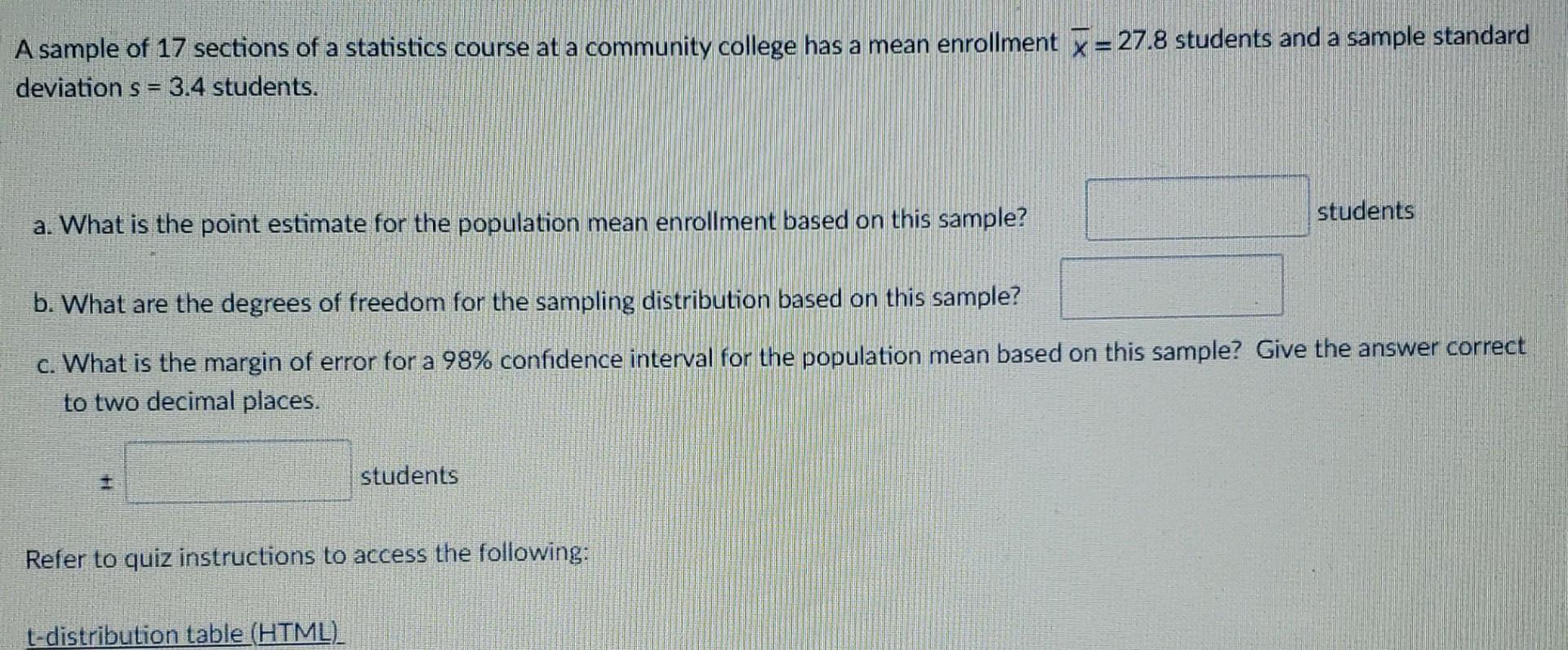 Solved We have studied sampling distributions for sample | Chegg.com