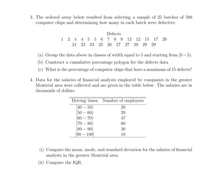 Solved 3. The ordered array below resulted from selecting a | Chegg.com