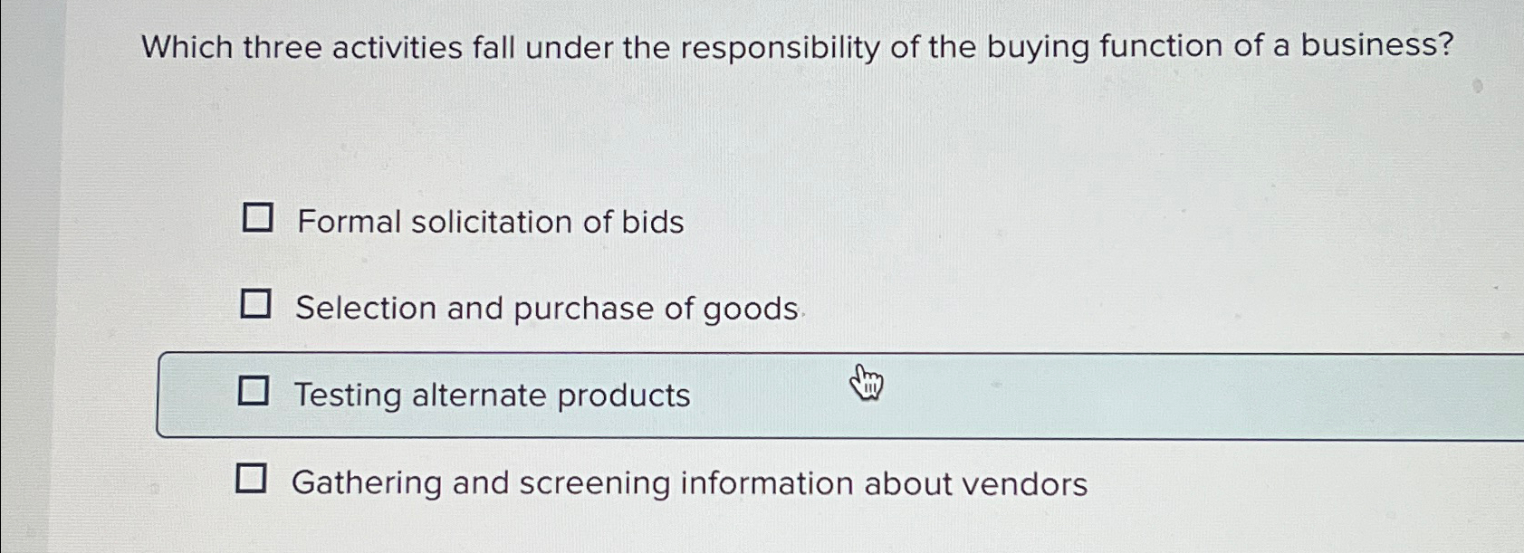 Solved Which three activities fall under the responsibility | Chegg.com