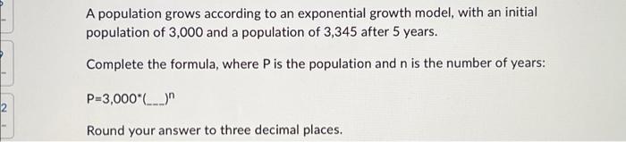 Solved 2 A population grows according to an exponential | Chegg.com