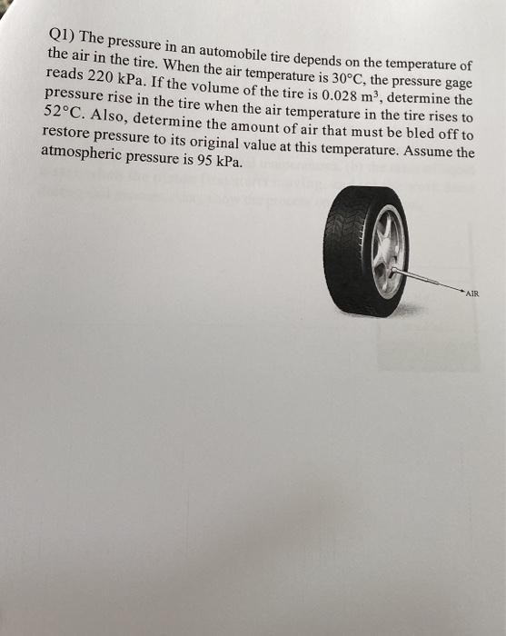 Solved Q1) The pressure in an automobile tire depends on the | Chegg.com