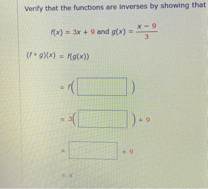Solved Verify that the functions are inverses by showing | Chegg.com