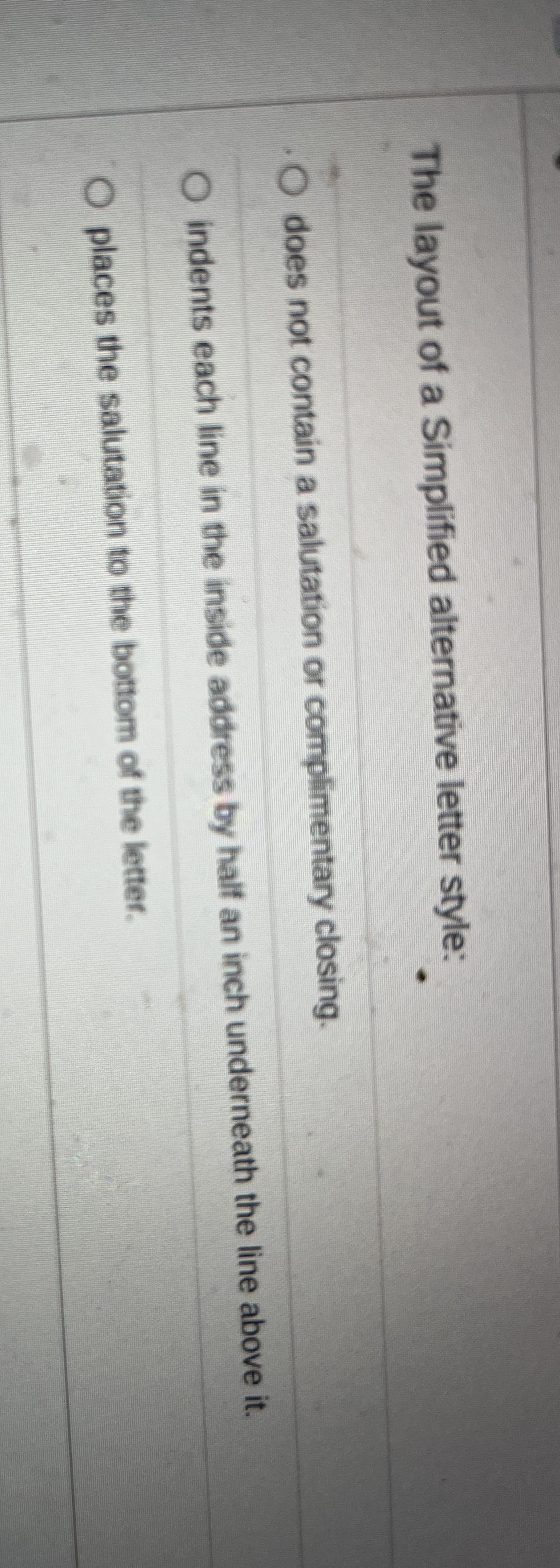 Solved The layout of a Simplified alternative letter | Chegg.com