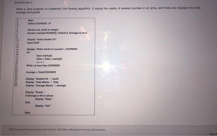 Solved QUESTION 2 Write a Java program to implement the | Chegg.com