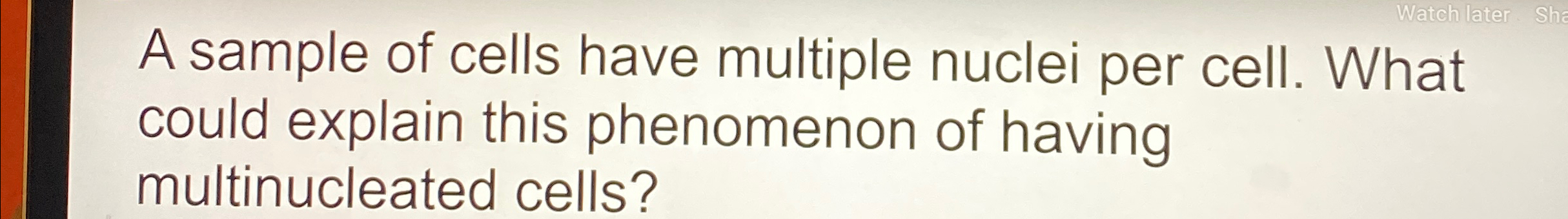 Solved A sample of cells have multiple nuclei per cell. What | Chegg.com