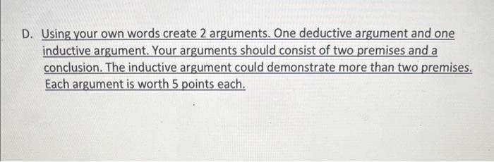 Solved Using your own words create 2 arguments. One | Chegg.com