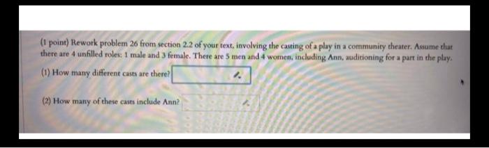 Solved (1 point) Rework problem 26 from section 2.2 of your | Chegg.com