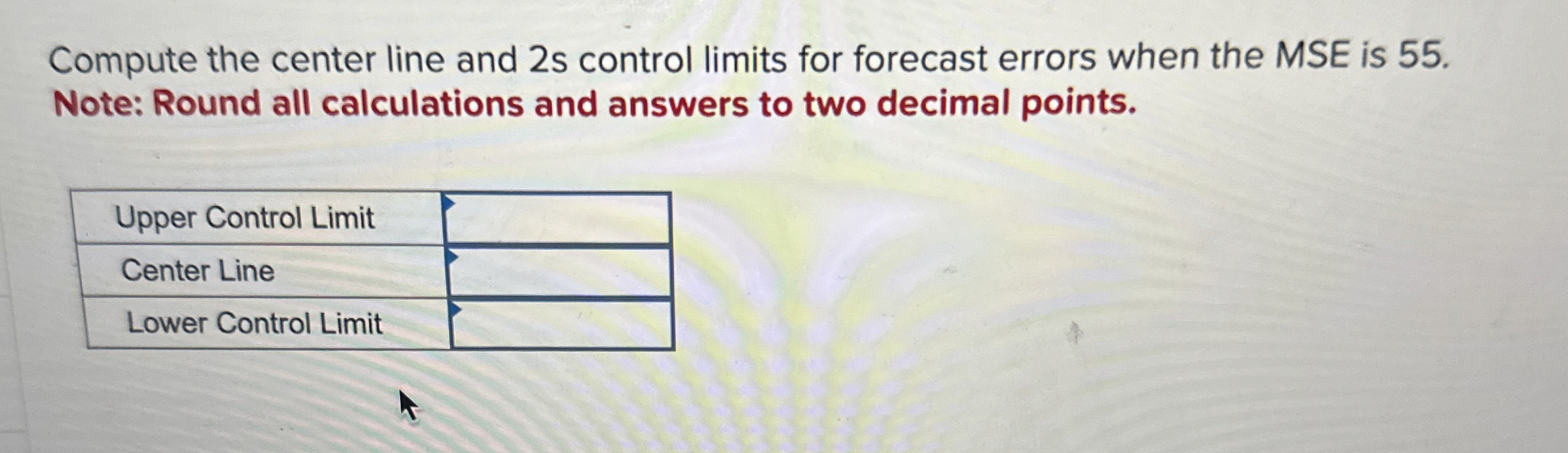 Solved Compute the center line and 2 ﻿s control limits for | Chegg.com