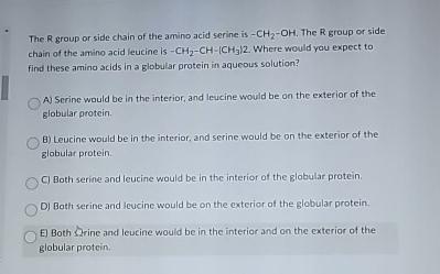 Solved The R ﻿group or side chain of the amino acid serine | Chegg.com
