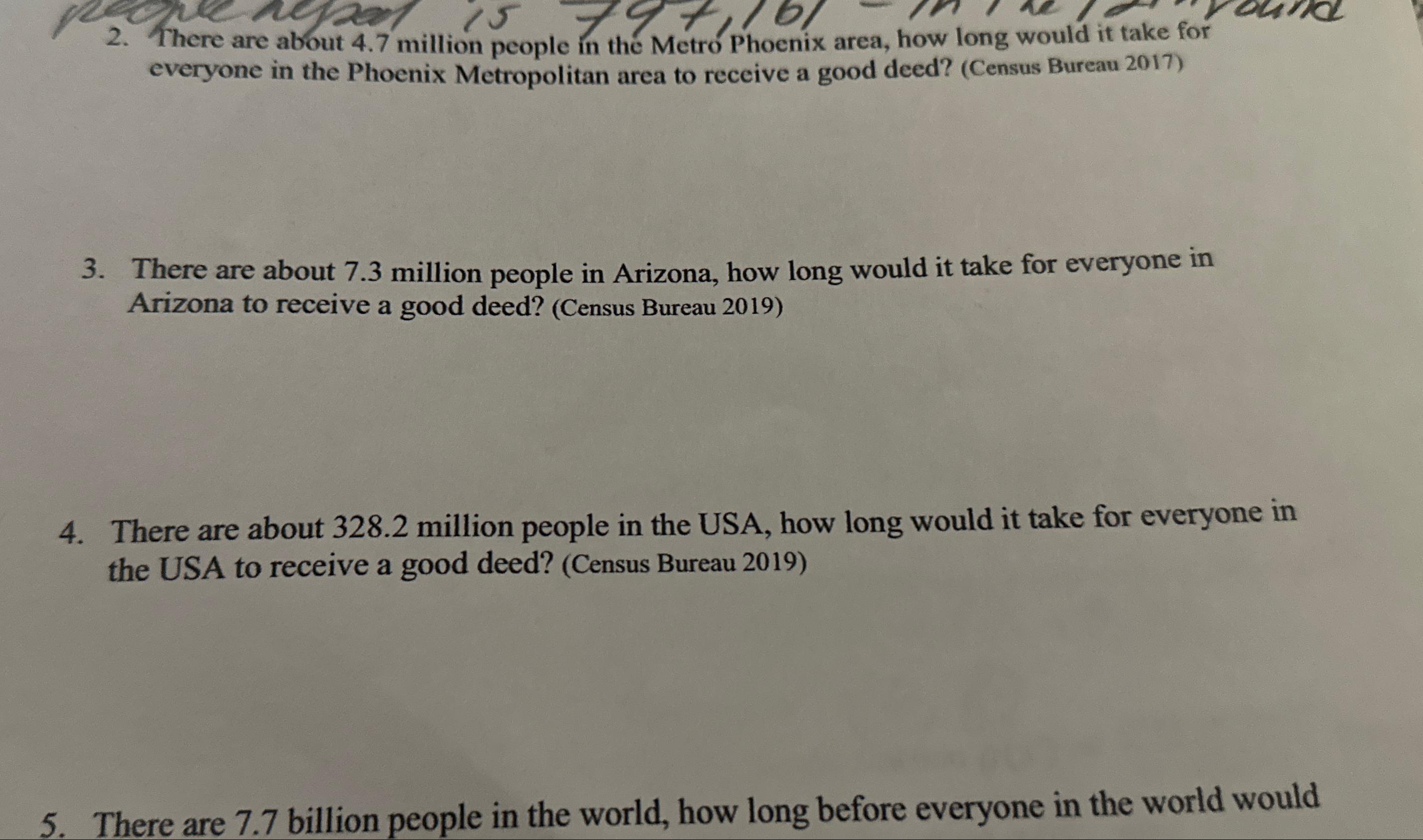 There are about 4.7 ﻿million people in the Metro | Chegg.com