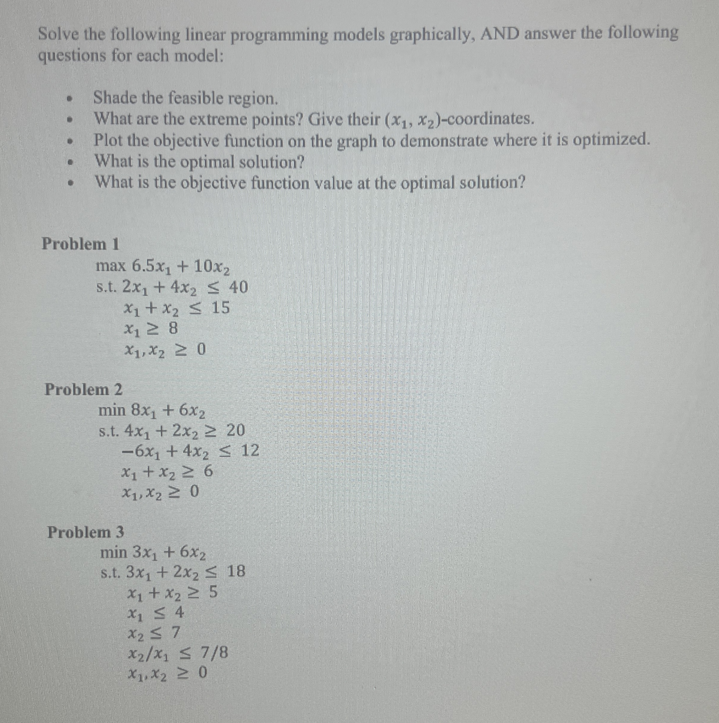 Solved Solve the following linear programming models | Chegg.com