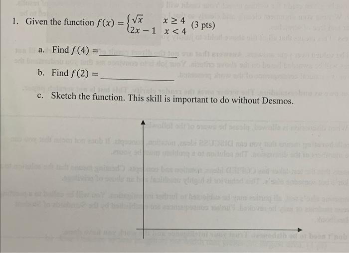 Solved liven the function f(x)={x2x−1x≥4x