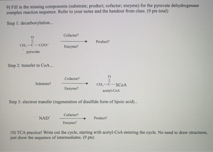 Solved 9) Fill in the missing components (substrate; | Chegg.com