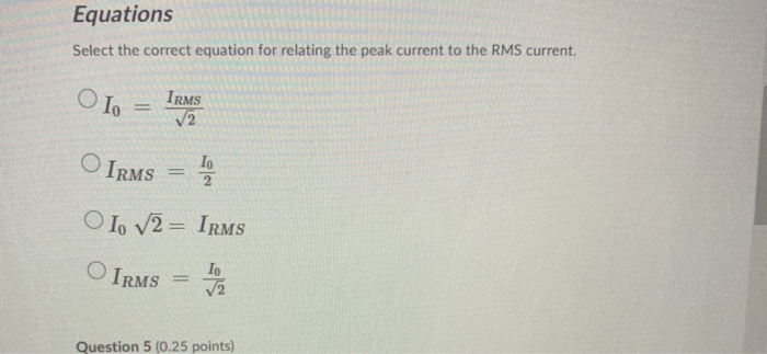 Solved Equations Select the correct equation for relating | Chegg.com
