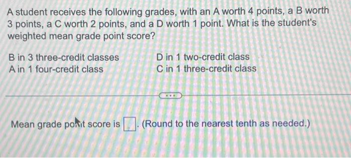 Solved A student receives the following grades, with an A | Chegg.com
