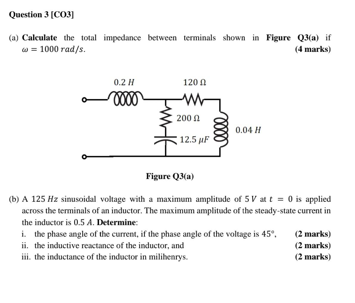 Solved (a) Calculate the total impedance between terminals | Chegg.com