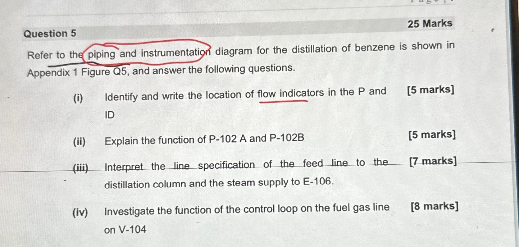 Solved Question 525 ﻿MarksRefer to the piping and | Chegg.com
