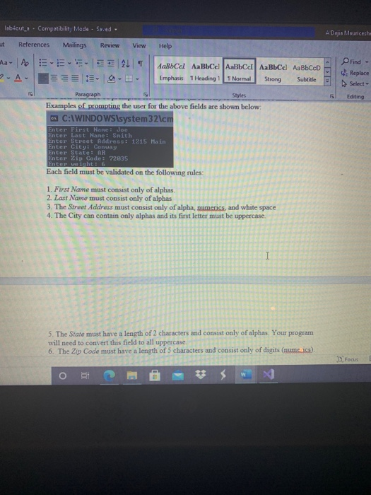 Solved labtout_a. Compatibility Mode - Saved. A Dajia | Chegg.com