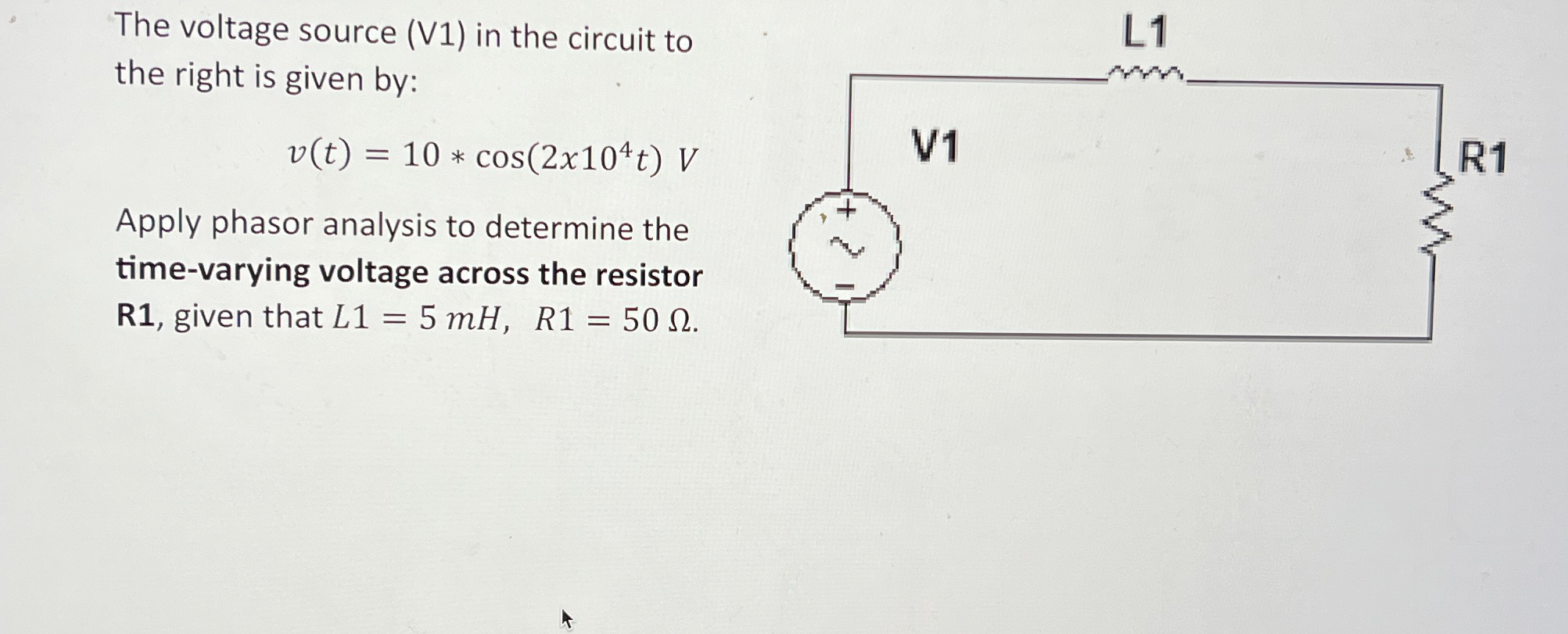 Solved The voltage source (V1) ﻿in the circuit to the right | Chegg.com