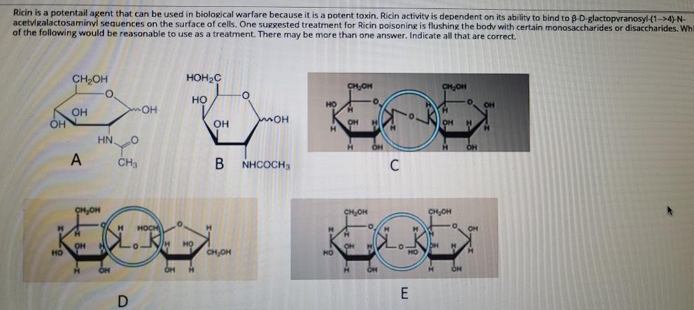 Solved Ricin is a potentail agent that can be used in | Chegg.com