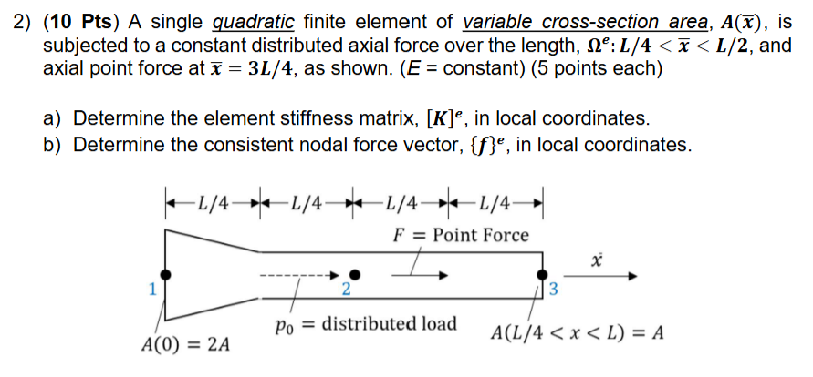 Solved (10 ﻿Pts) ﻿A single quadratic finite element of | Chegg.com