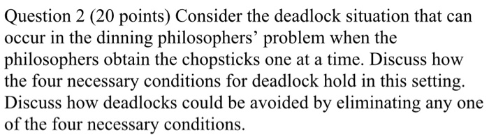Solved Question 2 (20 points) Consider the deadlock | Chegg.com