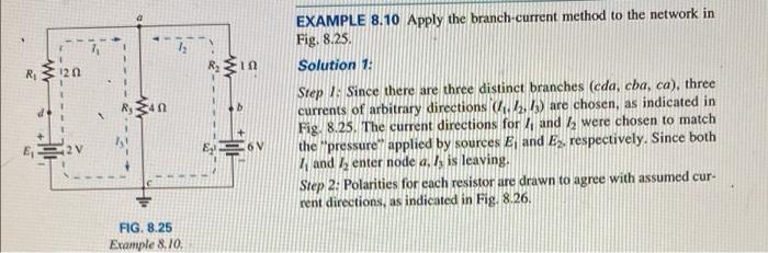 Solved EXAMPLE 8.10 Apply the branch-current method to the | Chegg.com