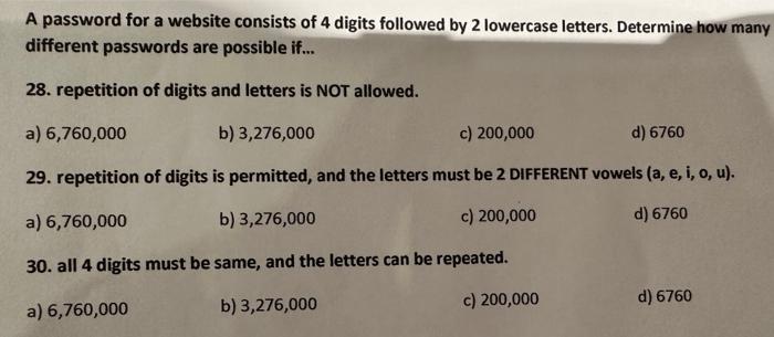 Solved A password for a website consists of 4 digits | Chegg.com