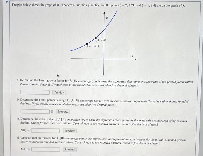 Solved The plot below shows the graph of an exponential | Chegg.com