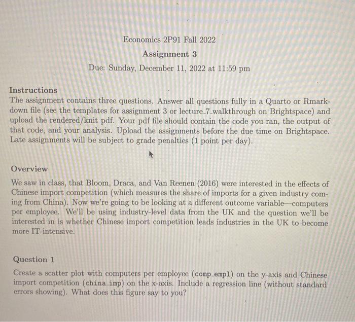 Instructions The assignment contains three questions. | Chegg.com