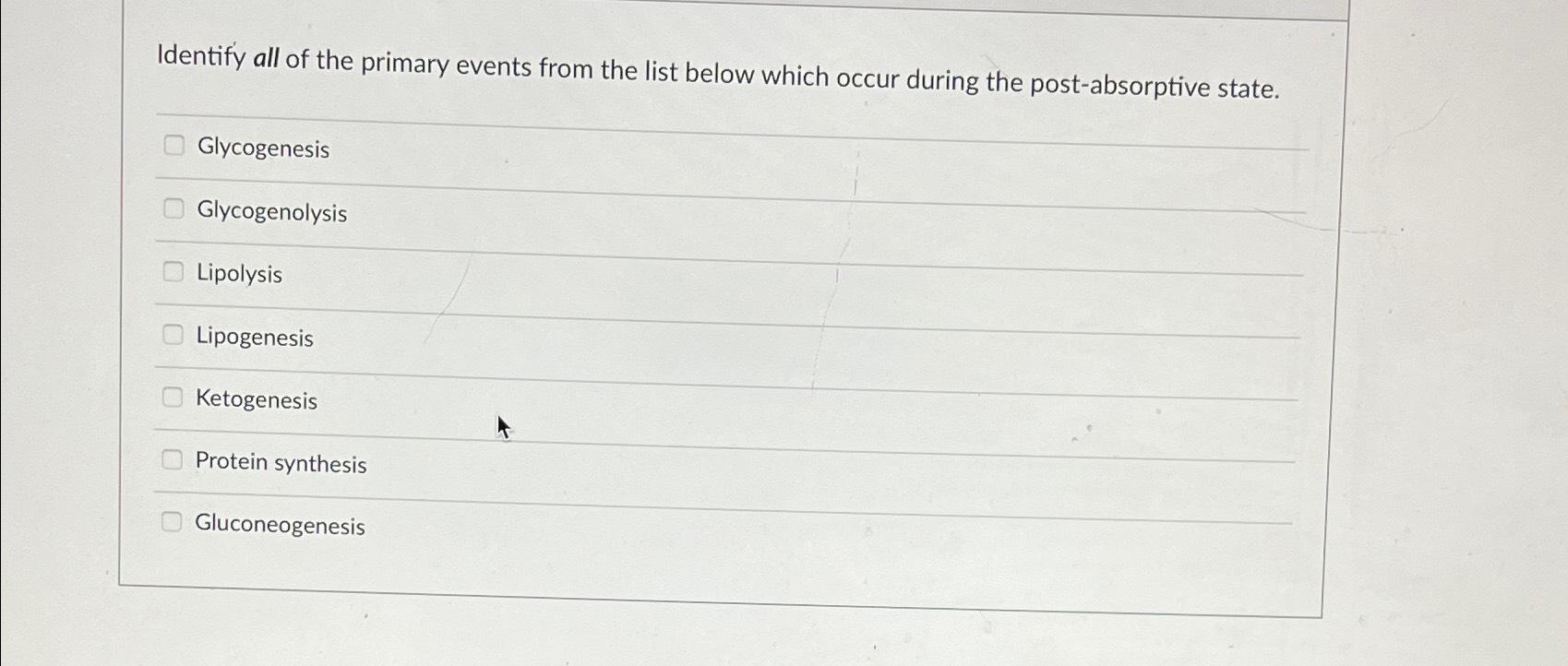 Solved Identify all of the primary events from the list | Chegg.com