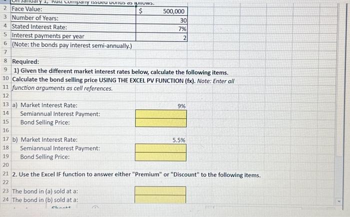 Solved 1. Calculate the price of a bond using the Excel PV | Chegg.com