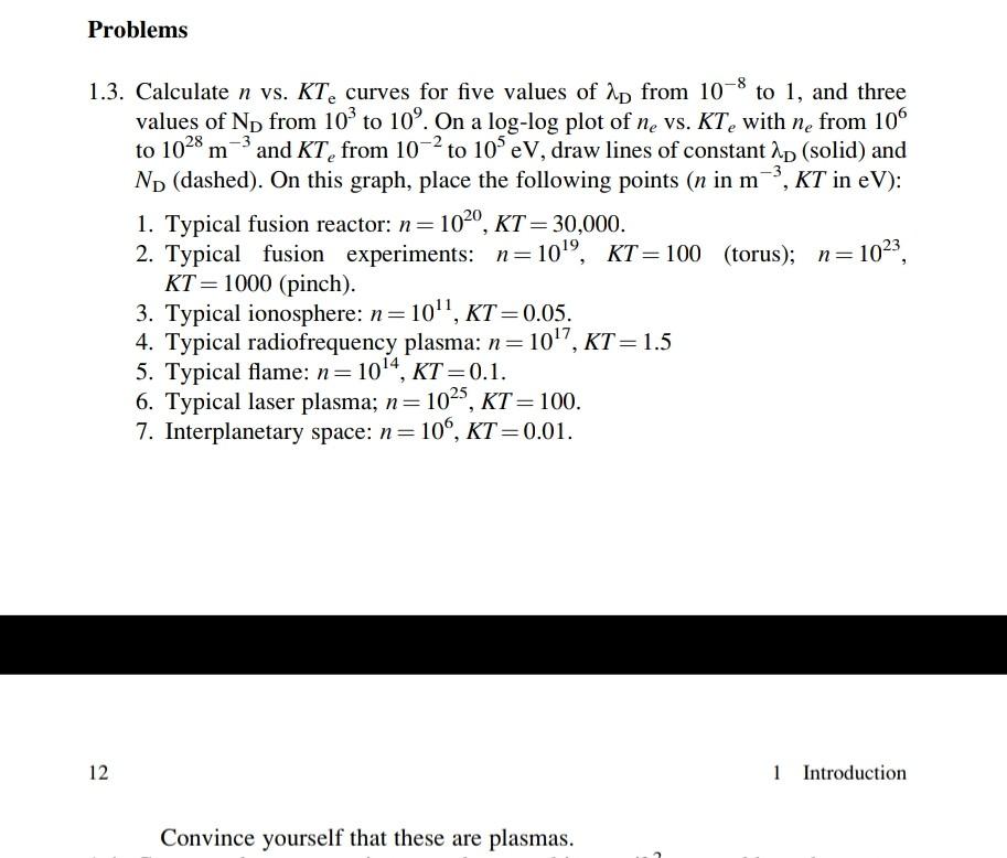 Solved 3. Calculate n vs. KTe curves for five values of λD | Chegg.com
