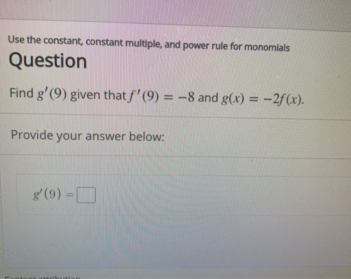Solved Use the constant, constant multiple, and power rule | Chegg.com