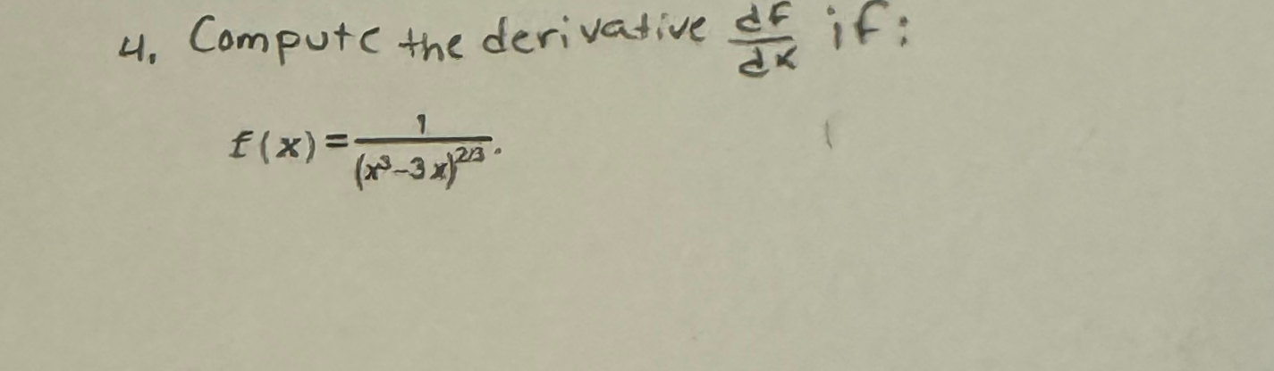 Solved Compute the derivative dfdx ﻿if:f(x)=1(x3-3x)23 | Chegg.com