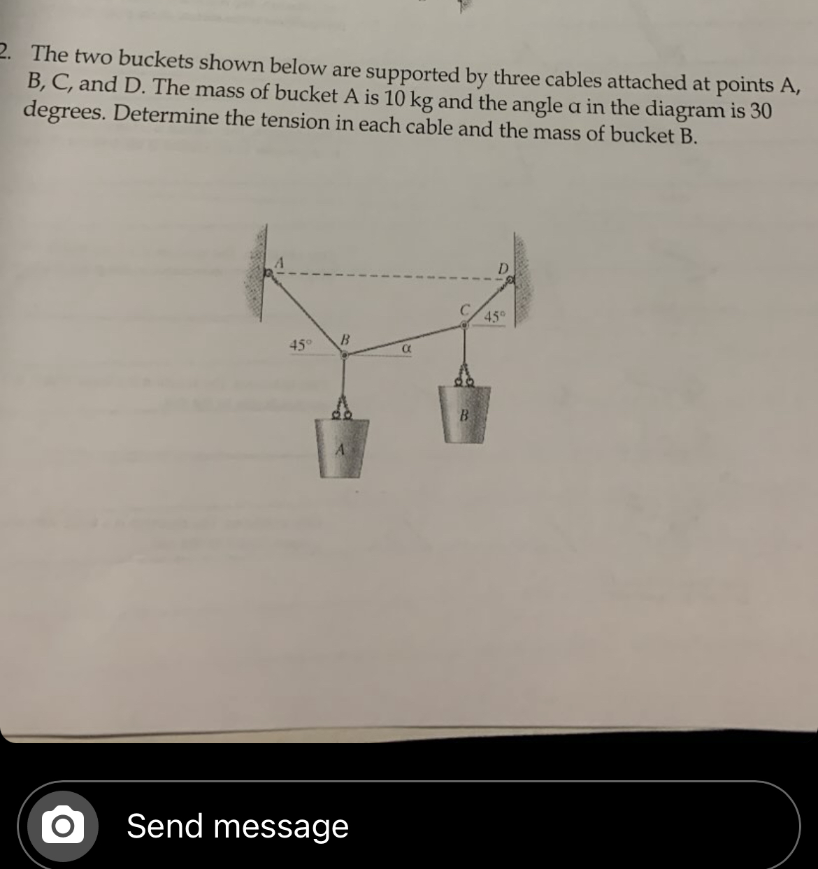 Solved The two buckets shown below are supported by three | Chegg.com