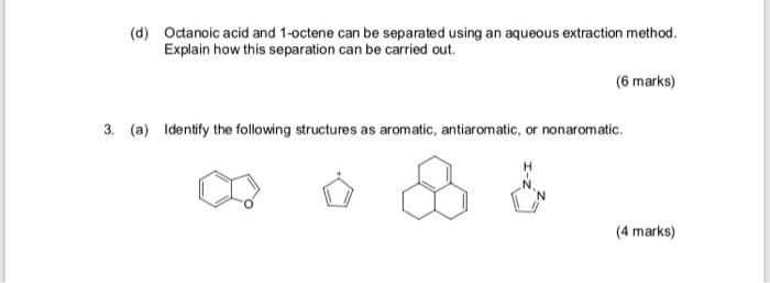 Solved (d) Octanoic acid and 1-octene can be separated using | Chegg.com