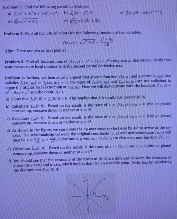 Solved Problem 1. Find the following partial derivatives? a) | Chegg.com
