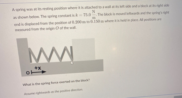 Solved A spring was at its resting position where it is | Chegg.com