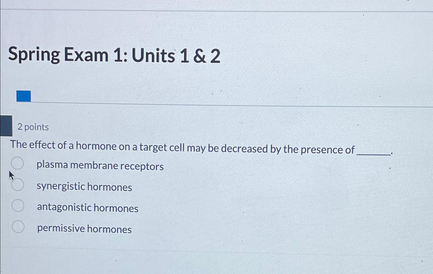 Solved Spring Exam 1: Units 1 ﻿& 22 ﻿pointsThe effect of a | Chegg.com