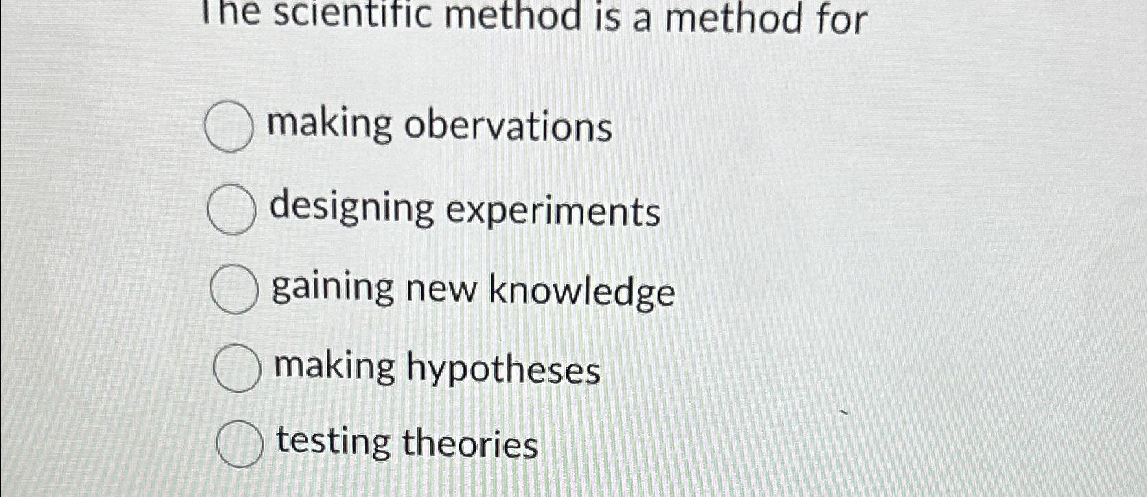 Solved The scientific method is a method formaking | Chegg.com